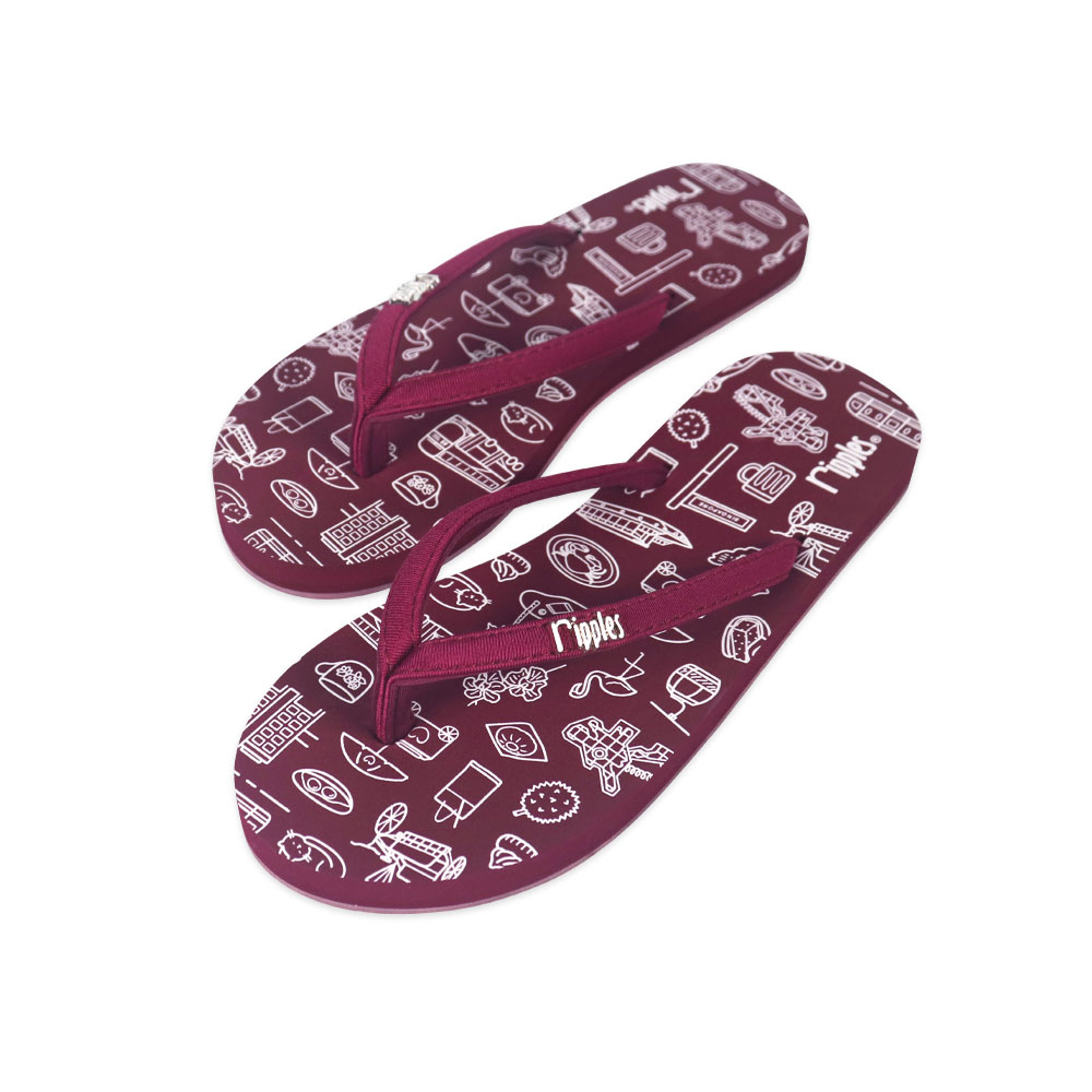 Singapore Iconic Gems Ladies Flip Flops (Maroon Purple) | Ripples ...