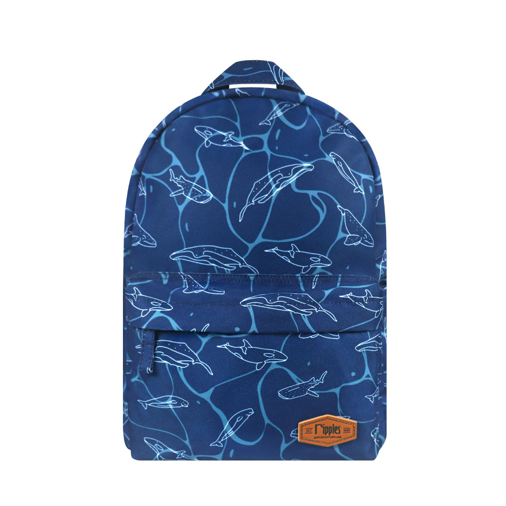 Whales Mid Sized Kids School Backpack (Navy Blue) | Ripples Online Store