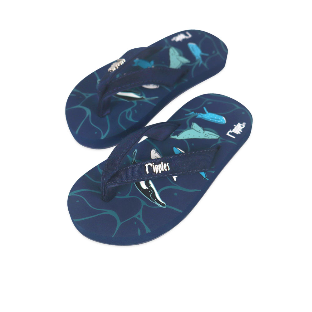 Whales Little Kids Flip Flops (Navy Blue) | Ripples Online Store