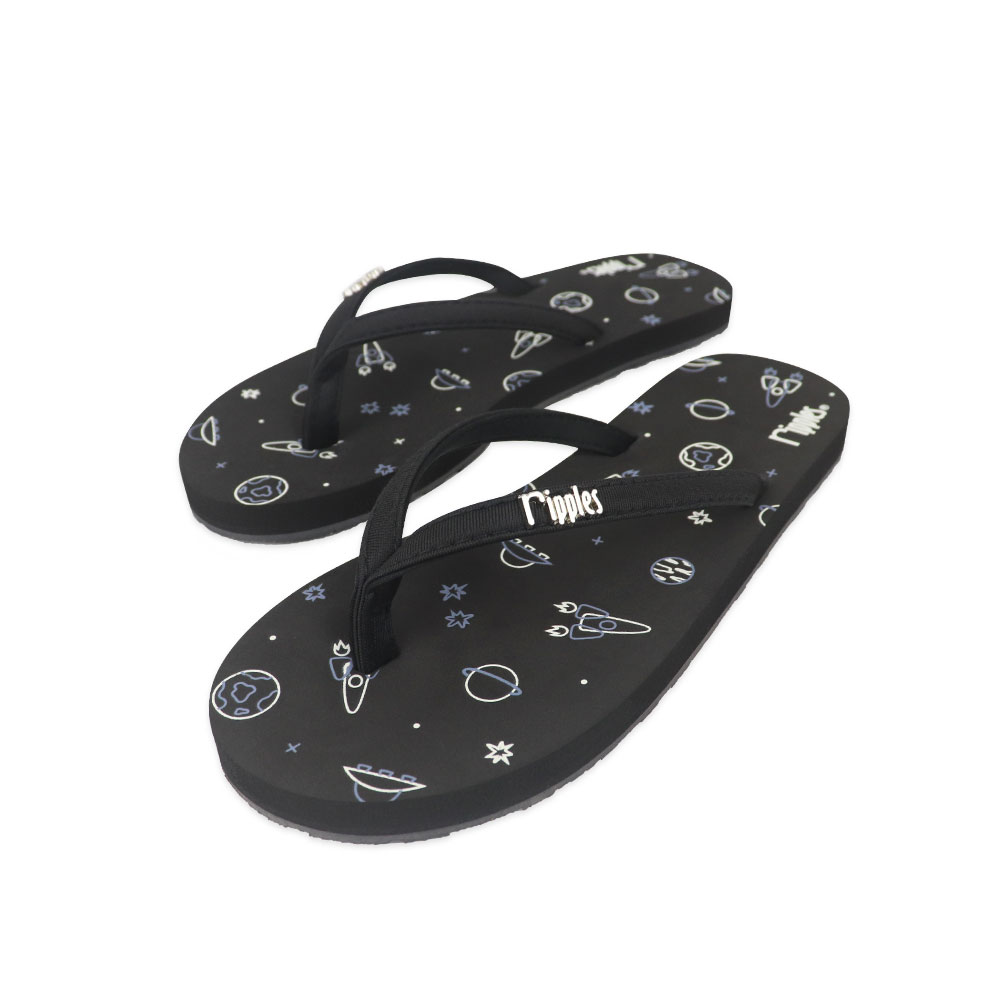 [SALE] Space Ladies Flip Flops (Black) | Ripples Online Store